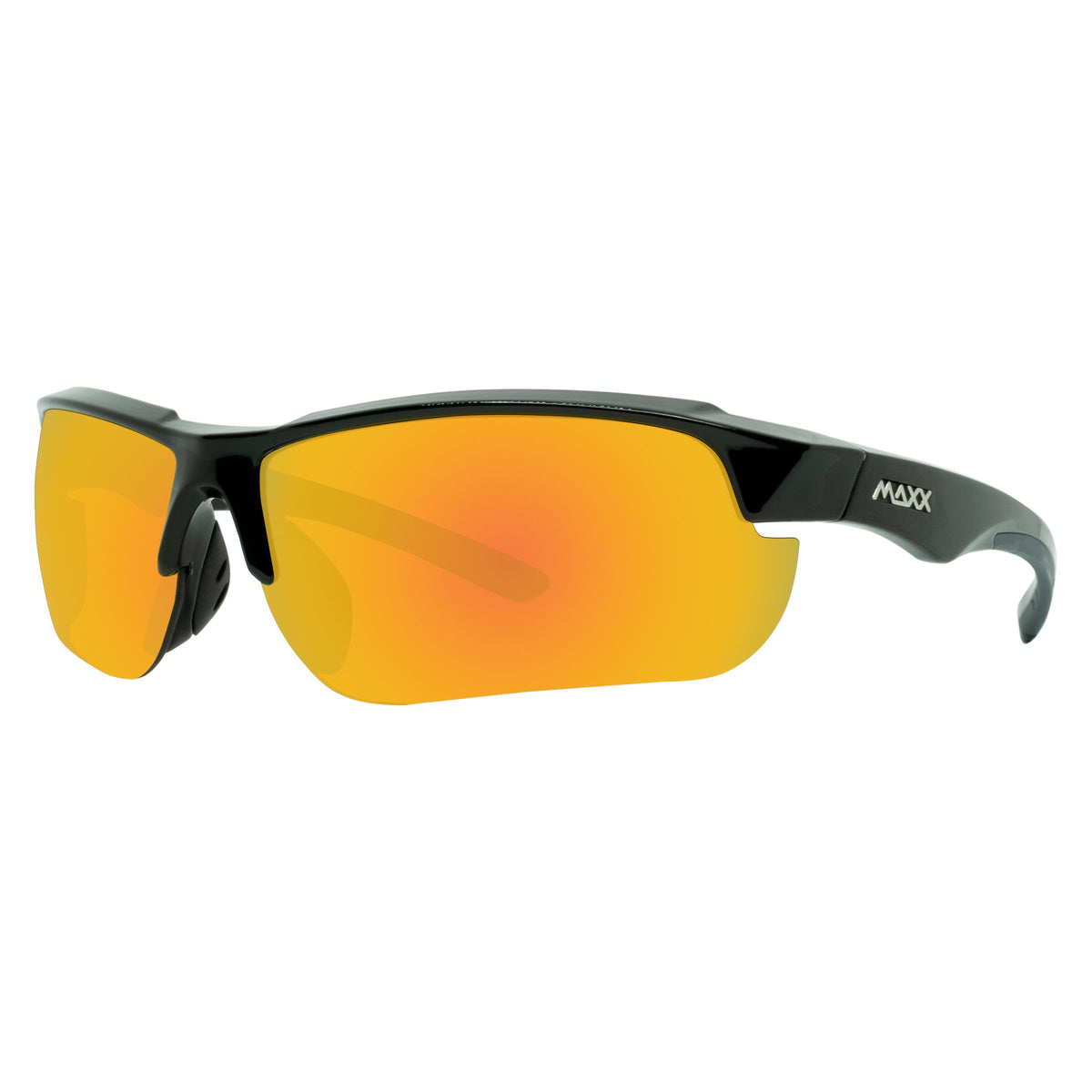 Orange Mirrored Hd Sport Sunglasses With Black Half Frame Maxx Sunglasses