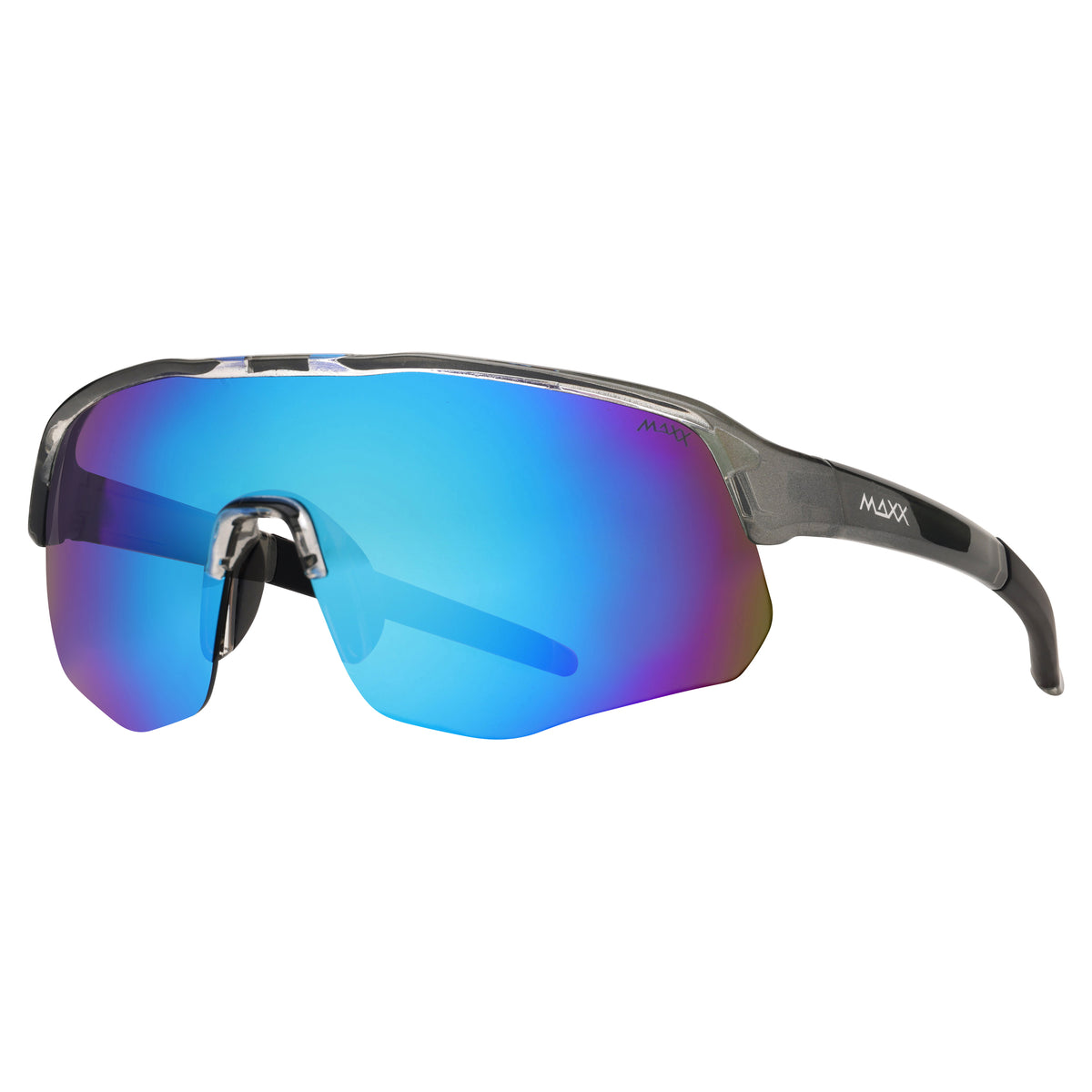 Maxx Blue Steel TR90 Shield Sunglasses with Blue Mirror Polarized Lens ...