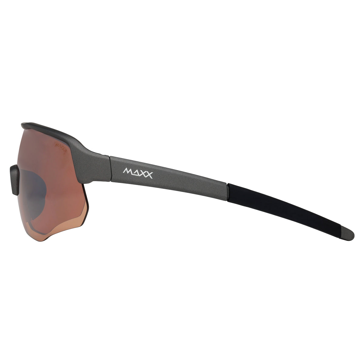 Maxx Bunker Gray TR90 Shield Sunglasses with High Definition Amber Lens ...